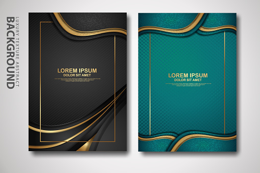 Vektor Dua Set Template Desain Sampul Dengan Kemewahan Dan Elegan