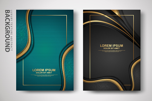 Vektor Dua Set Template Desain Sampul Dengan Kemewahan Dan Elegan