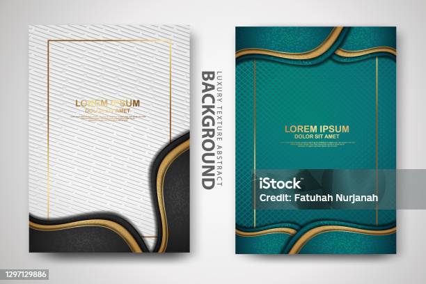 Vektor Dua Set Template Desain Sampul Dengan Kemewahan Dan Elegan