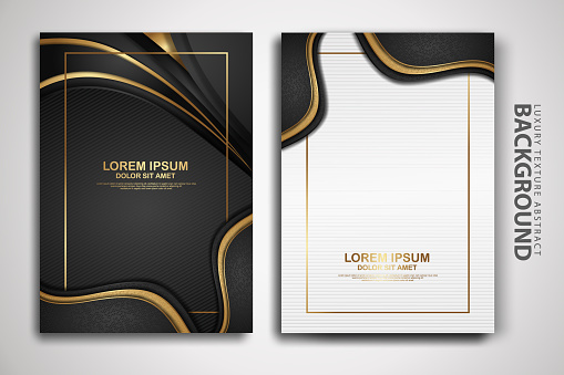 Vektor Dua Set Template Desain Sampul Dengan Kemewahan Dan Elegan