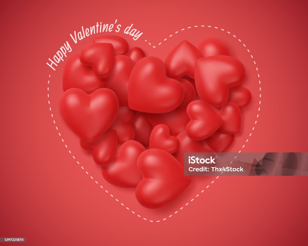 Ilustración De Pila De Corazón Rojo En Forma De Corazón Marco Sobre Fondo Rojo Y Más Vectores