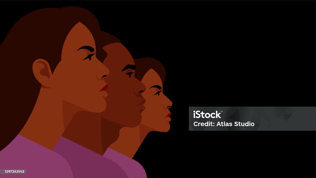 Bright Black People Darkskinned Man And Woman Side View Portrait Of