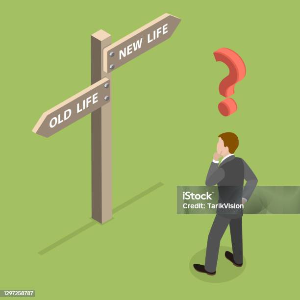Ilustrasi Konseptual Vektor Datar Isometrik 3d Memilih Jalur Hidup Yang