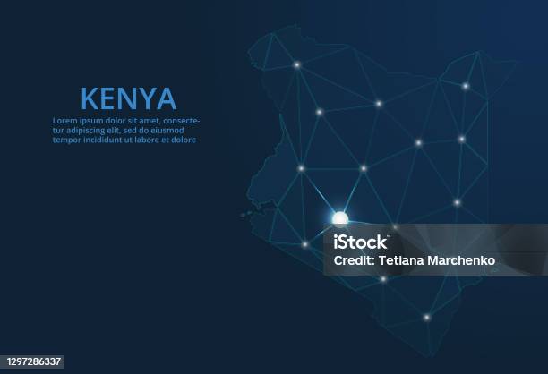 Carte Du Réseau De Communication Du Kenya Vector Faible Image Poly Dune
