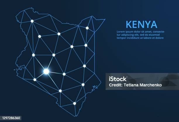 Carte Du Réseau De Communication Du Kenya Vector Faible Image Poly Dune