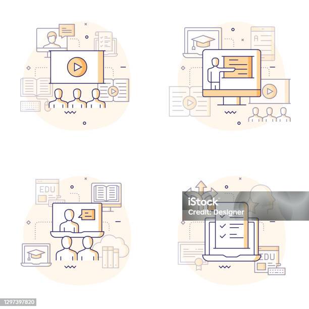 Elearning Pendidikan Online Dan Pendidikan Jarak Jauh Terkait Ilustrasi