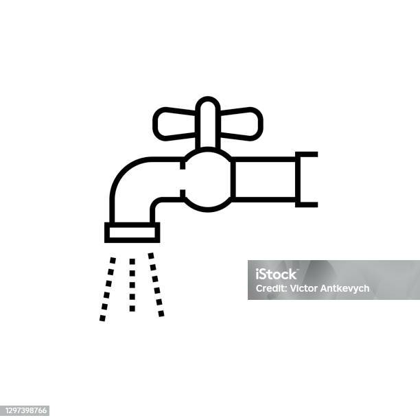 Robinet Avec Licône Deau Illustration De Vecteur De Symbole De Signe De