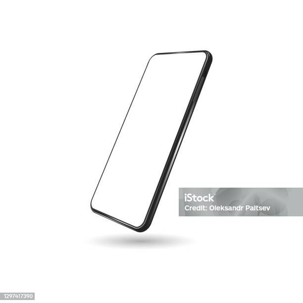 Perspektif Mockup Smartphone Realistis Dengan Layar Kosong Di Latar