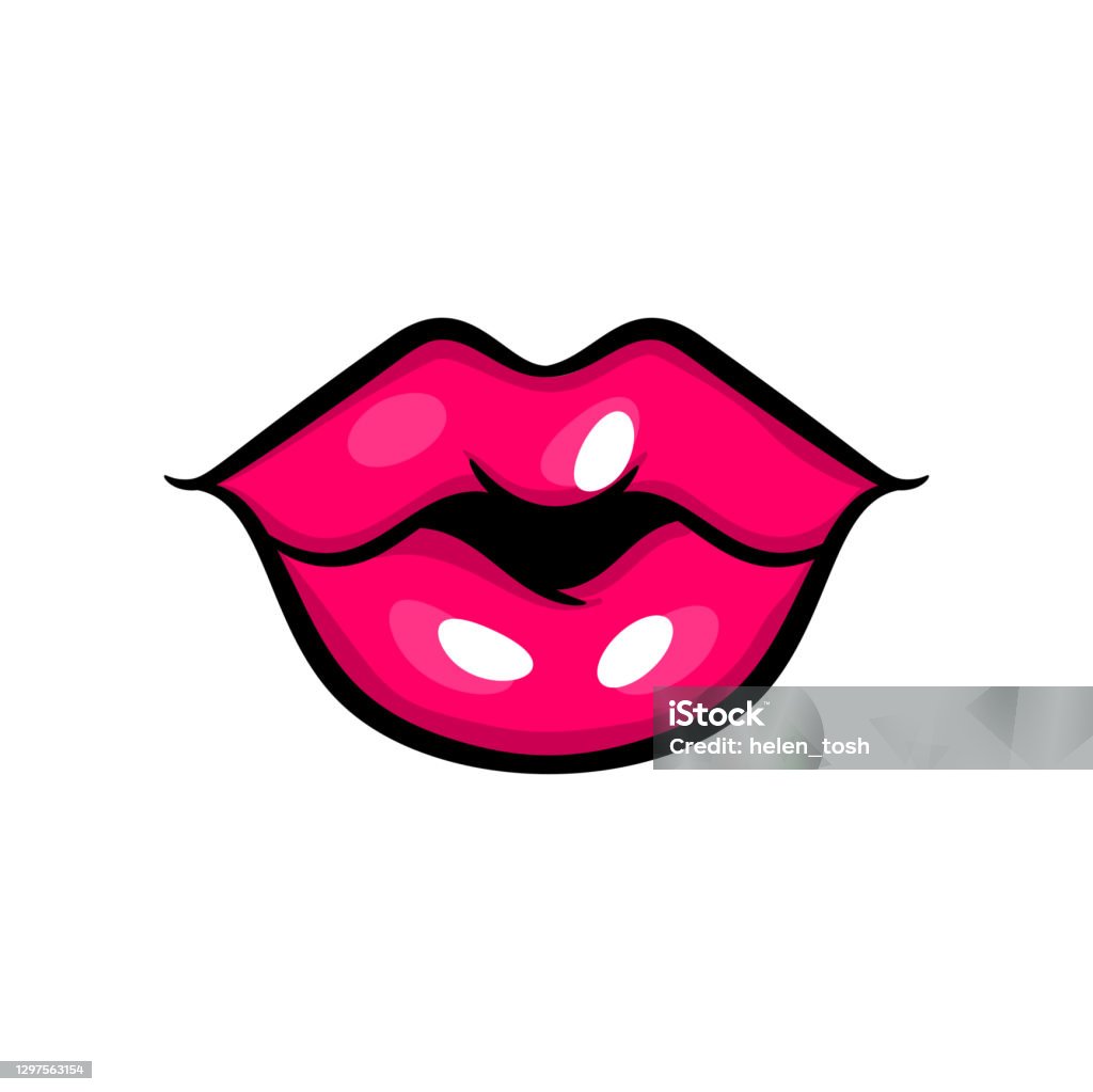 Pink Red Woman Lips In Pop Art Style Stock Illustration Download