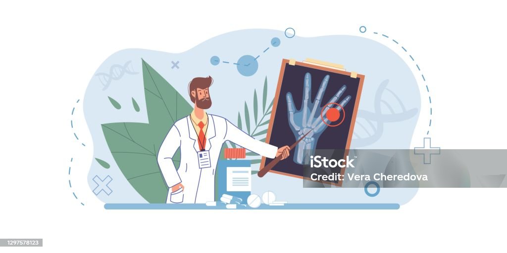 Concept Plat Dillustration De Vecteur De Docteur De Dessin Animé