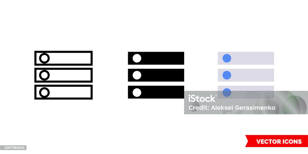 Stack Icon Of 3 Types Color Black And White Outline Isolated Vector