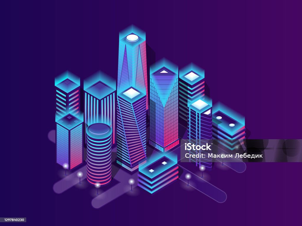 Konsep Arsitektur Kota Futuristik Neon Ilustrasi Isometrik Bangunan ... Konsep Arsitektur Kota Futuristik Neon Ilustrasi Isometrik Bangunan ...