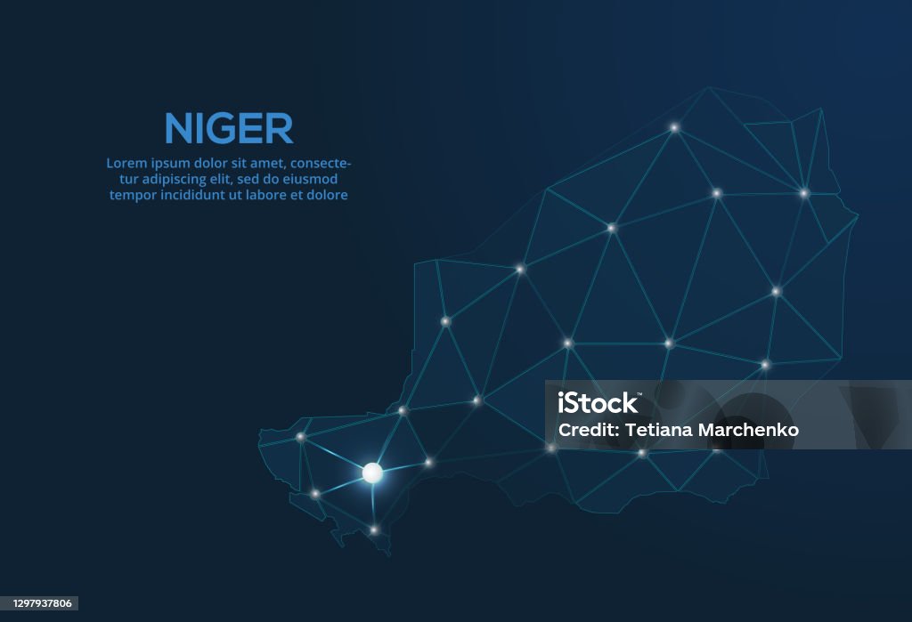 Carte Du Réseau De Communication Du Niger Vector Faible Image Poly Dune