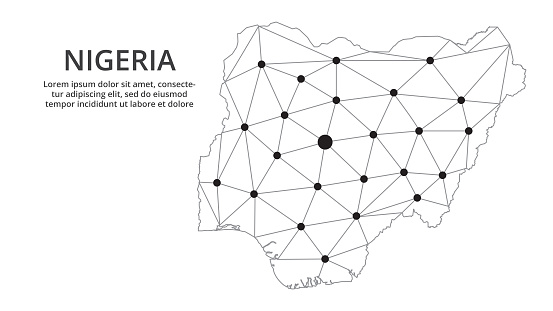 Carte Du Réseau De Communication Du Nigéria Vector Faible Image Poly
