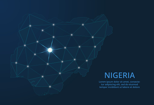 Carte Du Réseau De Communication Du Nigéria Vector Faible Image Poly