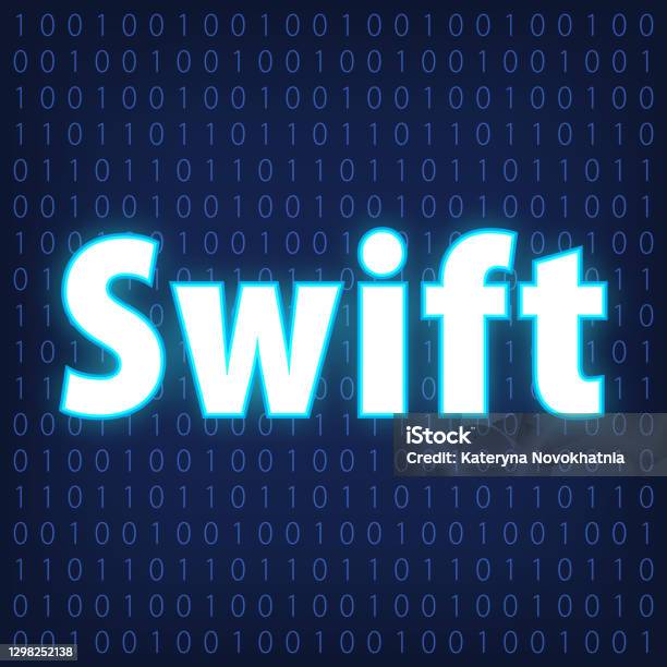 Machine Code Languages In Neon Style Programming Languages Concept In Blue Language Swift On