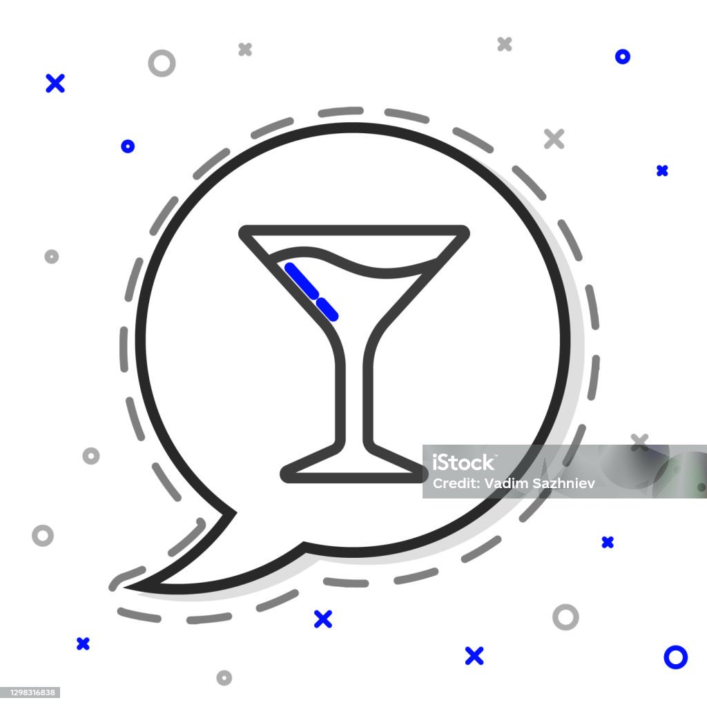 Graphisme En Verre De Martini De Ligne Disolement Sur Le Fond Blanc