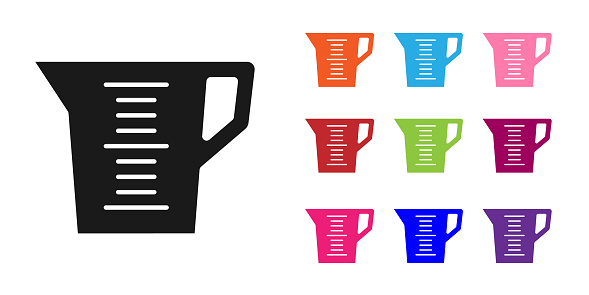 Tasse De Mesure Noire Pour Mesurer Licône Sèche Et Liquide De