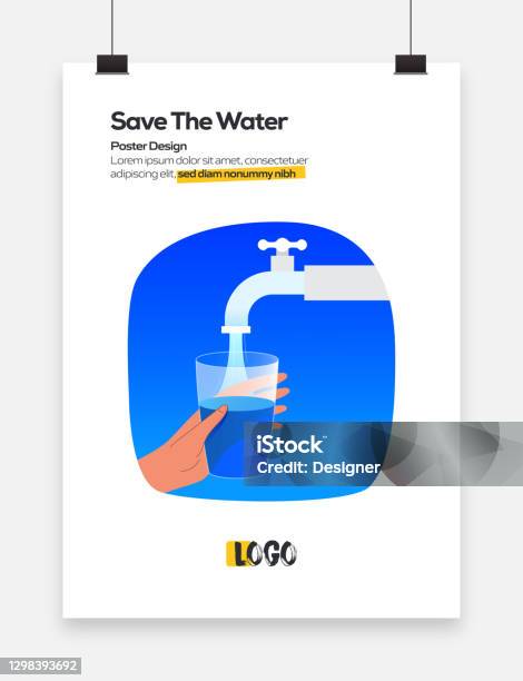 Simpan Konsep Air Untuk Poster Sampul Dan Spanduk Ilustrasi Vektor