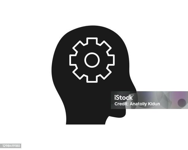 Silhouette Humaine De Tête Avec Lensemble Des Engrenages Comme Cerveau