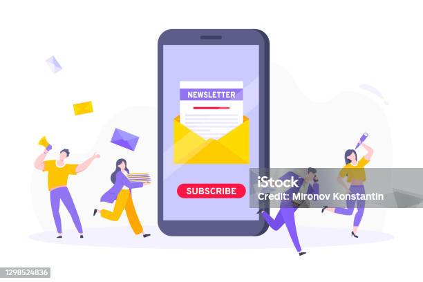 Vetores De Assine Agora A Nossa Ilustração Vetorial Da Newsletter Com