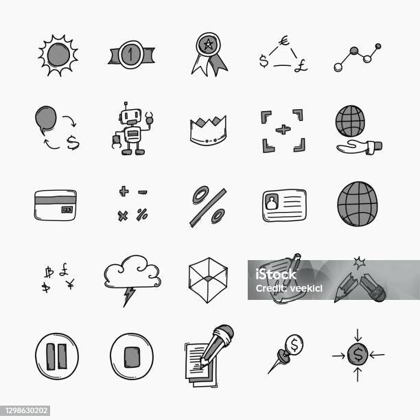 Ensemble Dicônes Doodle Vector Doodle Daffaires Dessin Dillustration