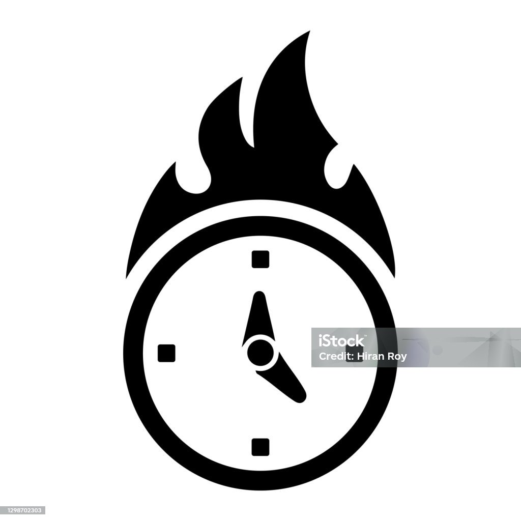 Clock Hot Time Watch Icon Black Color Stock Illustration Download Image Now Alarm