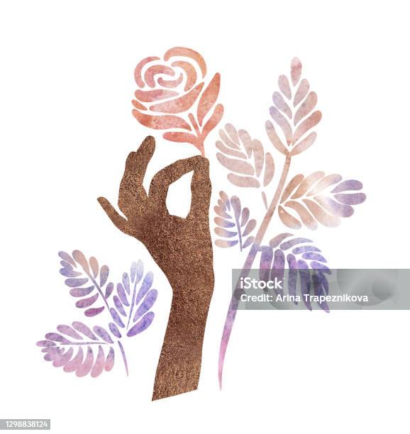 Main Retenant Une Rose Illustration De Stock Vecteurs Libres De Droits