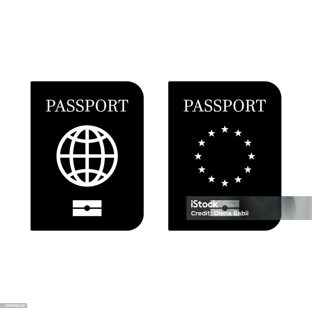 Biometric Passport Icon Collection Travel Document Dual Or Multiple