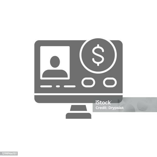 Online Lening Aanvraag Grijs Pictogram Geïsoleerd Op Witte Achtergrond