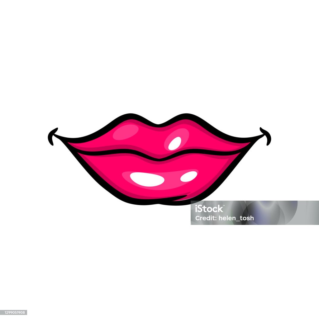 Pink Red Woman Lips In Pop Art Style Stock Illustration Download