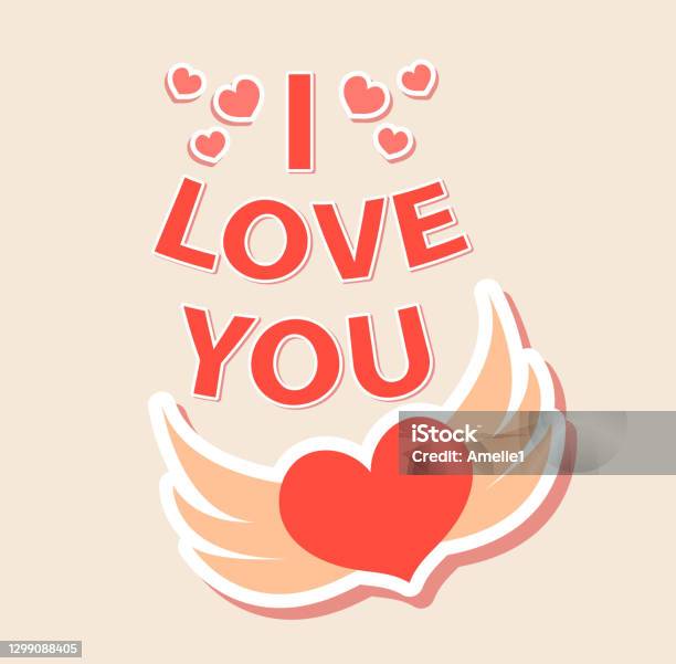 Mignon Lamour Dinscription Coeur Dans Licône Dailes Plat Modèle De