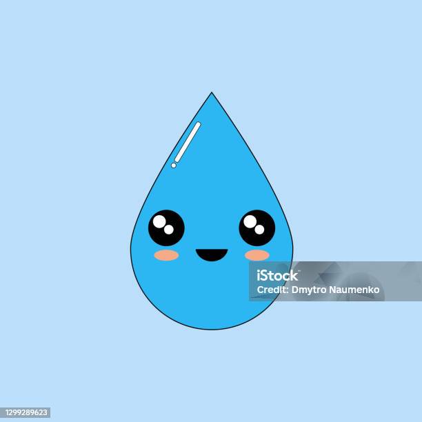 Icône De Ligne De Goutte Deau Chute Deau De Dessin Animé Illustration