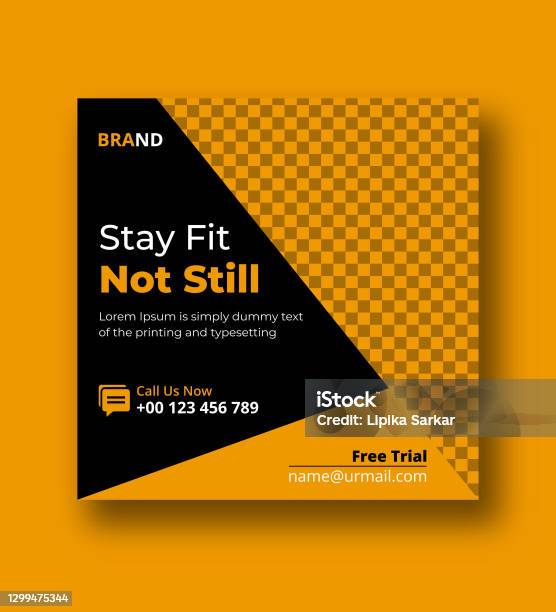 Desain Template Posting Media Sosial Kebugaran Atau Gym Tetap Fit Tidak