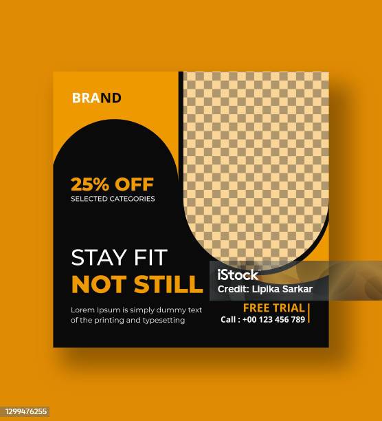 Desain Template Posting Media Sosial Kebugaran Atau Gym Tetap Fit Tidak