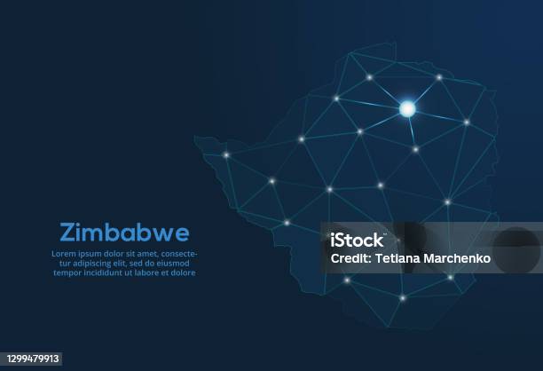 Carte Du Réseau De Communication Du Zimbabwe Vector Faible Image Poly
