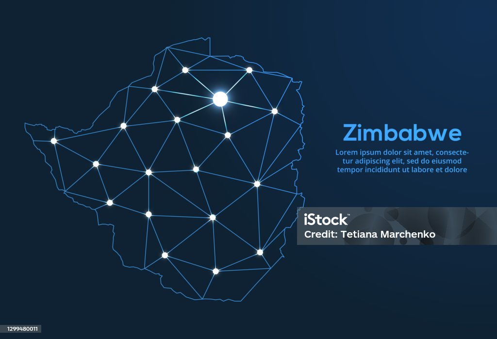 Carte Du Réseau De Communication Du Zimbabwe Vector Faible Image Poly