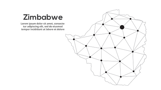 Carte Du Réseau De Communication Du Zimbabwe Vector Faible Image Poly