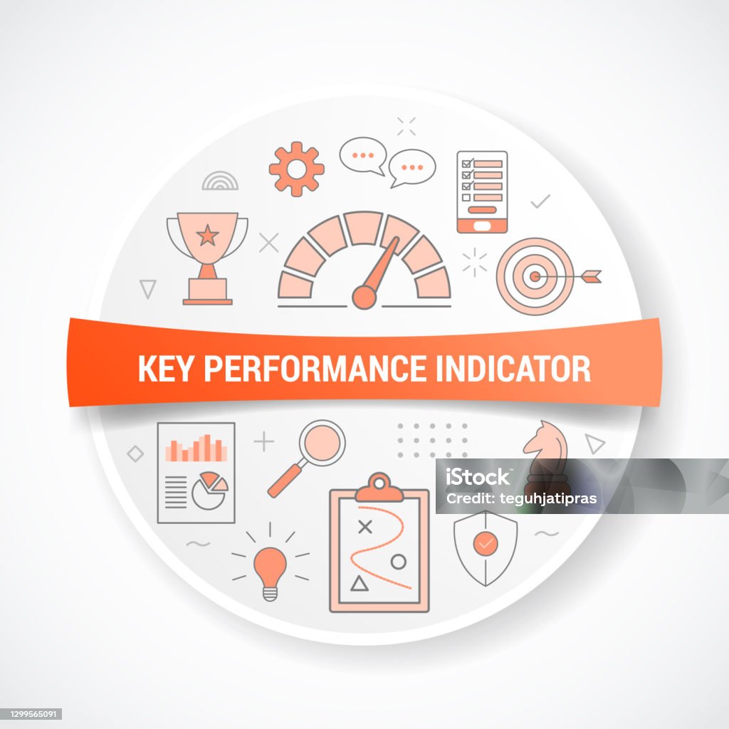 Indicateur De Performance Clé Kpi Avec Concept Dicône Avec Forme Ronde