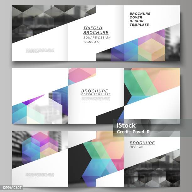 Tata Letak Vektor Format Persegi Mencakup Template Desain Dengan Bentuk