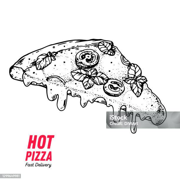 Ilustrasi Yang Digambar Tangan Pizza Italia Potongan Pizza Templat ... Ilustrasi Yang Digambar Tangan Pizza Italia Potongan Pizza Templat ...