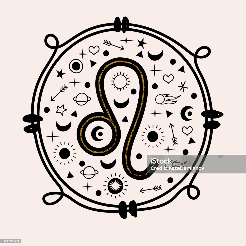 Tanda Zodiak Leo Konstelasi Leo Ilustrasi Vektor Dalam Gaya Datar