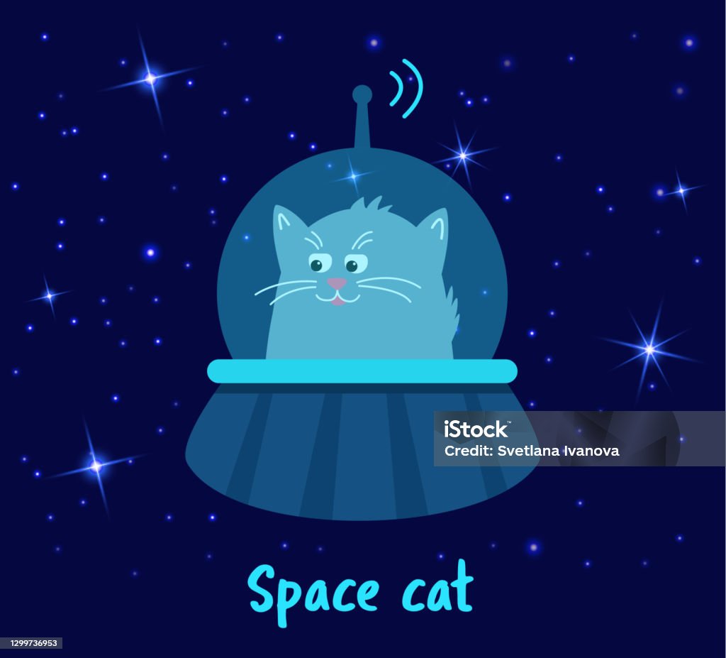 Ilustración De Gato Espacial Gato Lindo Divertido En Un Platillo