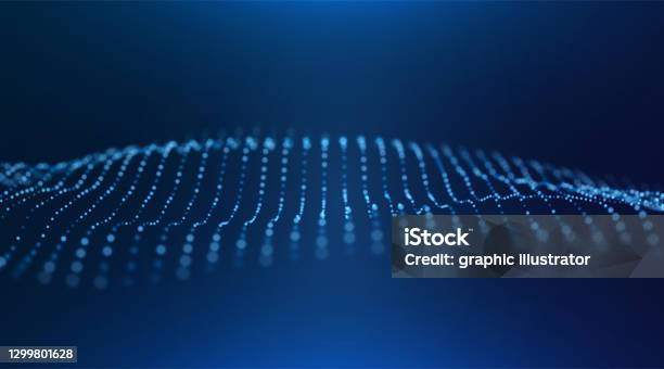 Gelombang Partikel Biru Dinamis Visualisasi Suara Abstrak Struktur