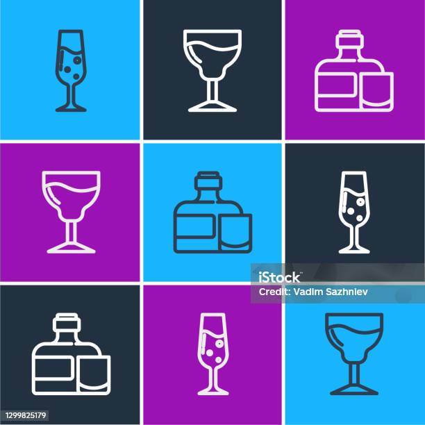 Atur Garis Segelas Sampanye Botol Whiskey Dan Kaca Dan Ikon Anggur ... Atur Garis Segelas Sampanye Botol Whiskey Dan Kaca Dan Ikon Anggur ...
