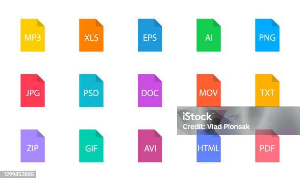 Kumpulan Ikon Tipe File Memformat Dan Ekstensi Dokumen Pdf Doc Psd