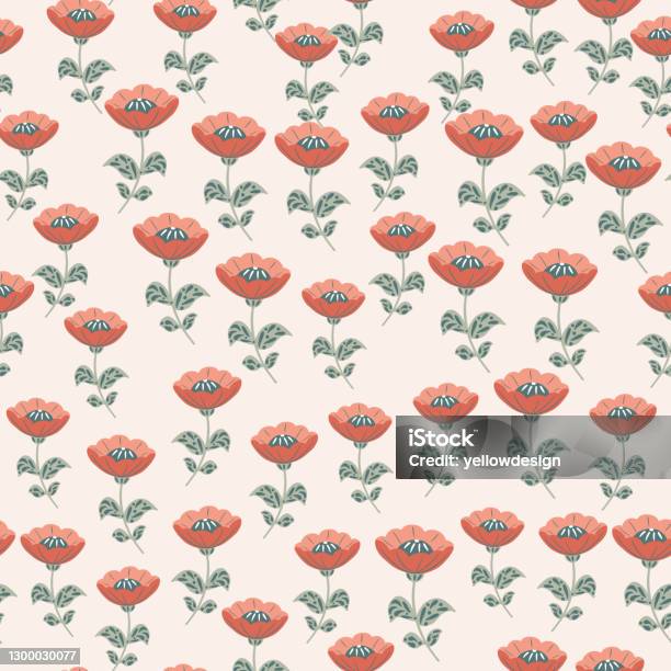 Pola Mulus Acak Ditsy Dalam Gaya Doodle Dengan Cetakan Bunga Vintage