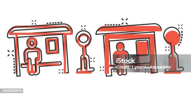 Icône De Gare Routière Dans Le Modèle Comique Illustration De Vecteur