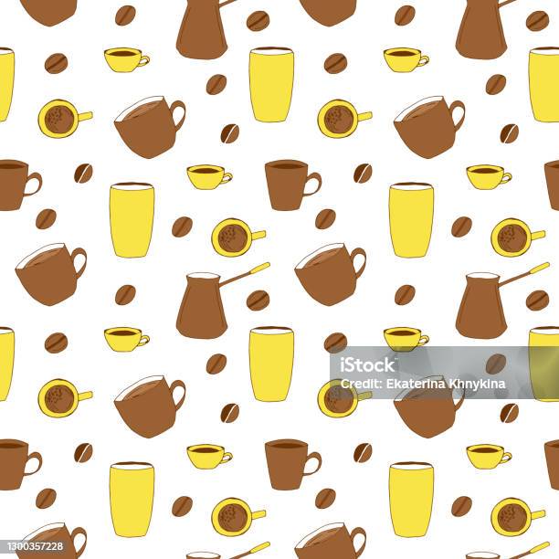 Vetores De Padrão Sem Café Xícaras Caneca Xícara De Papel Cafeteira E