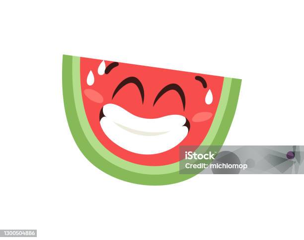 Hand Gezeichnet Cartoon Illustration Wassermelone Emoji Lebensmittel